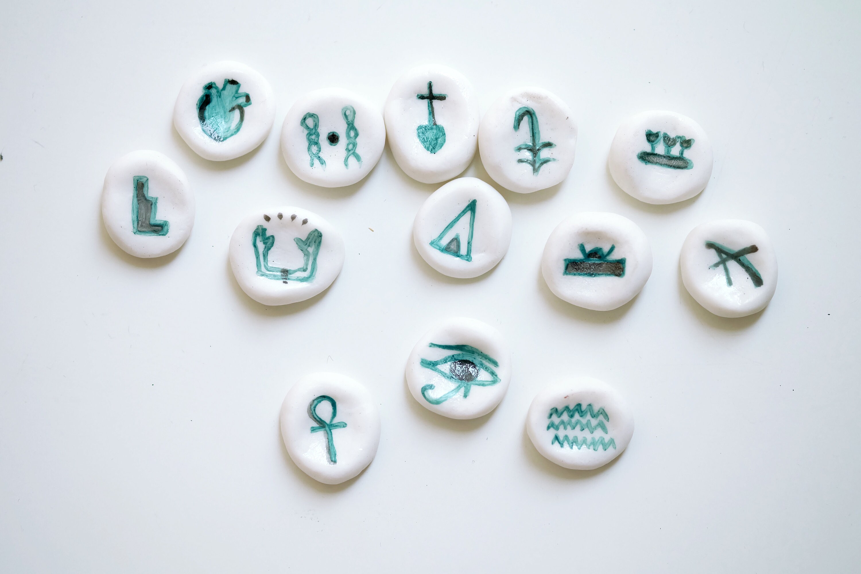 Egyptian Hieroglyphs RUNES for Divination in Porcelain, Hand Made - Etsy