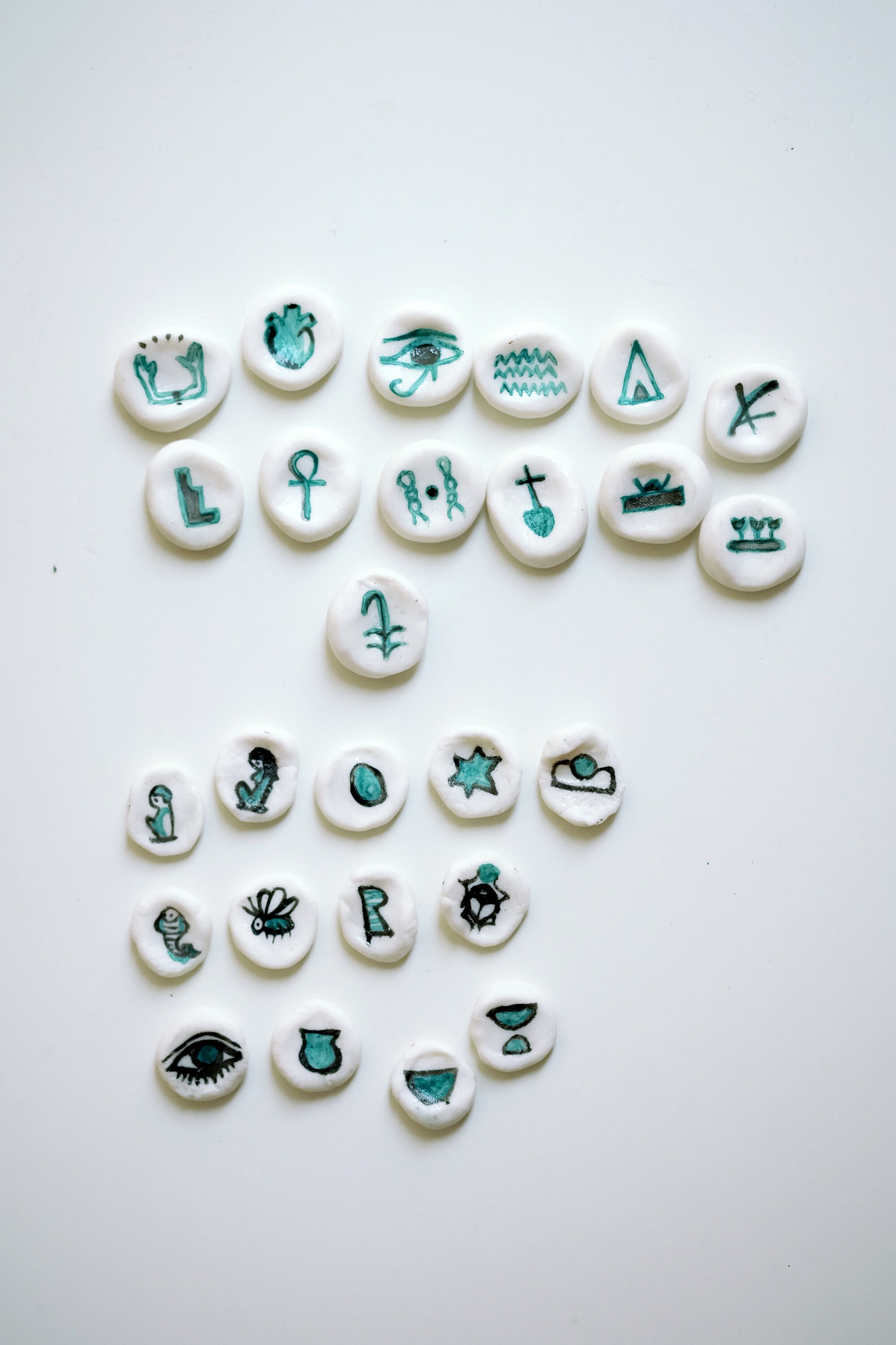 Egyptian Hieroglyphs RUNES for Divination in Porcelain, Hand Made - Etsy