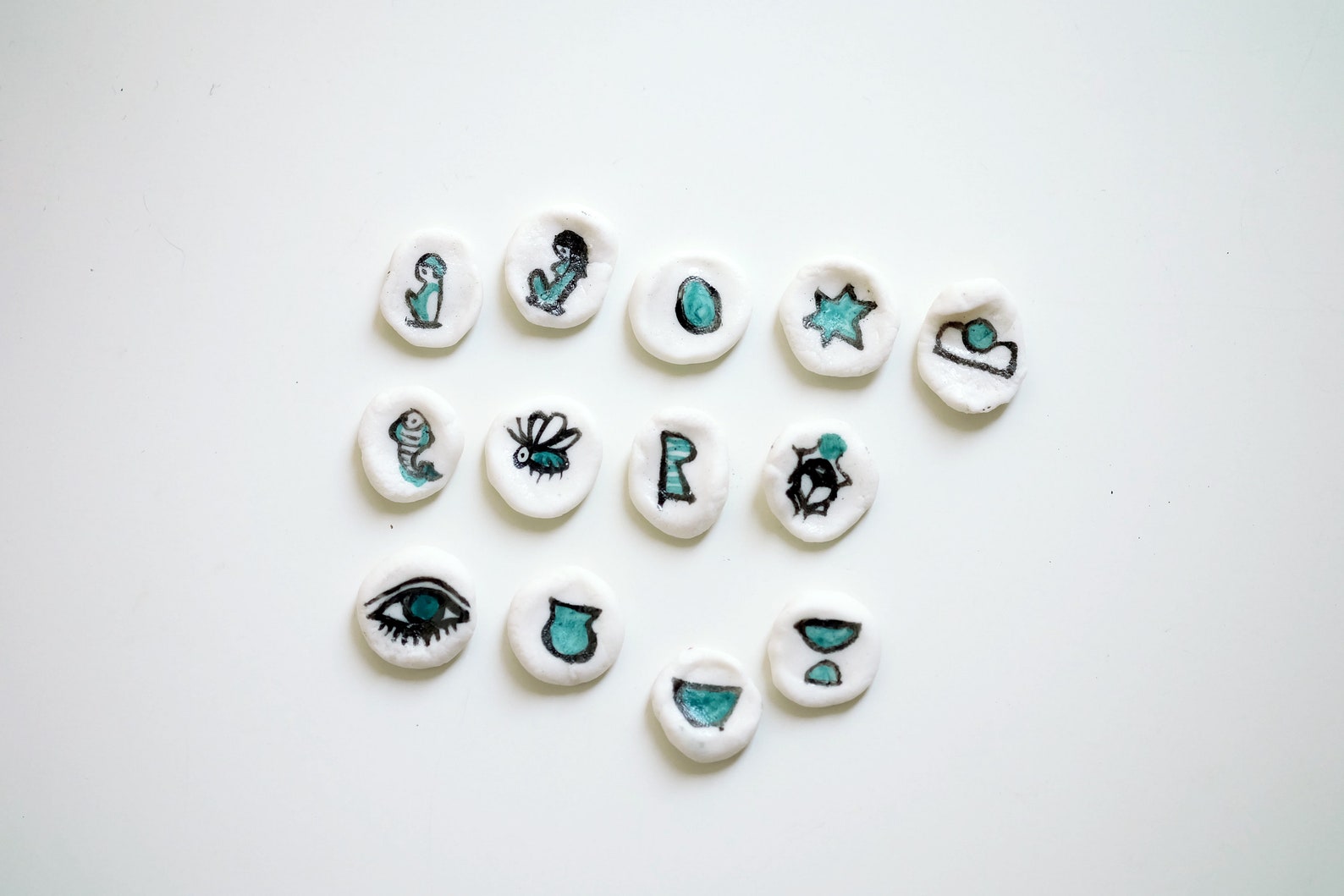 Egyptian Hieroglyphs RUNES for Divination in Porcelain, Hand Made - Etsy