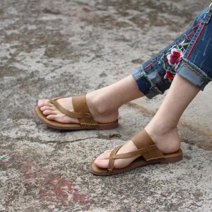 Handmade Simple Sandals for Women, Summer Shoes, Leather Strap Sandal ...