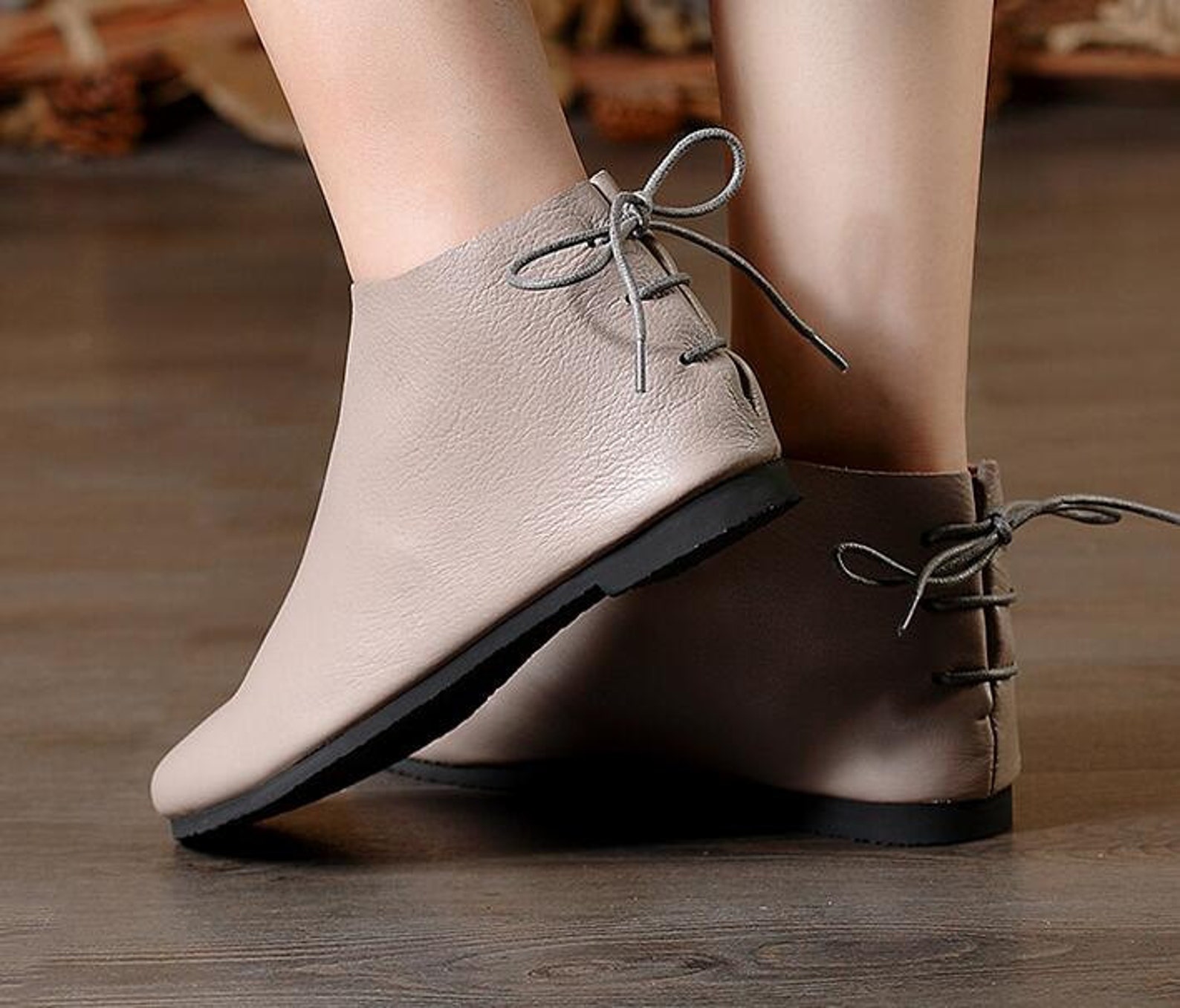 Handmade Gray Shoesankle Bootsoxford Women Fall Shoes Flat - Etsy Sweden