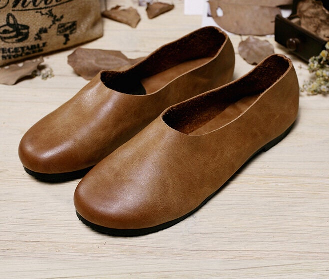 Handmade Brown Soft ShoesOxford Women Shoes Flat Shoes | Etsy