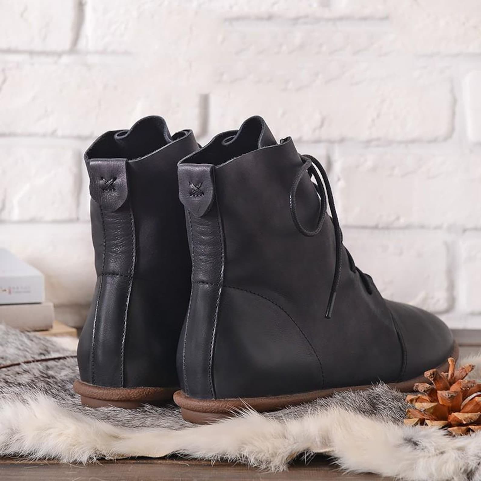 Handmade Women Leather Shoes,ankle Tie Boots,oxford Women Shoes, Flat ...