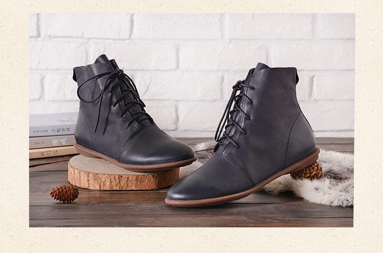 Handmade Women Leather Shoes,ankle Tie Boots,oxford Women Shoes, Flat ...