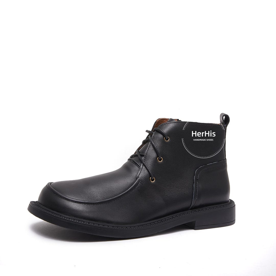 Handmade Men's Black Leather Booties,oxford Men Booties,men's Tie Shoes ...