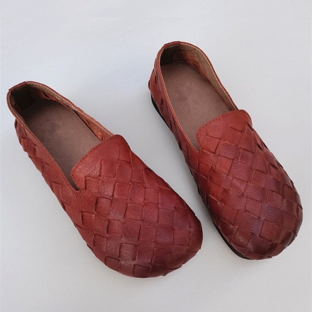 Handmade Women's Leather Shoes,breathable Non-slip Flat Soft Sole Shoes ...