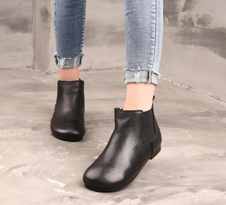 Women Soft Oxford Shoes Leather Booties Short Bootssoft - Etsy