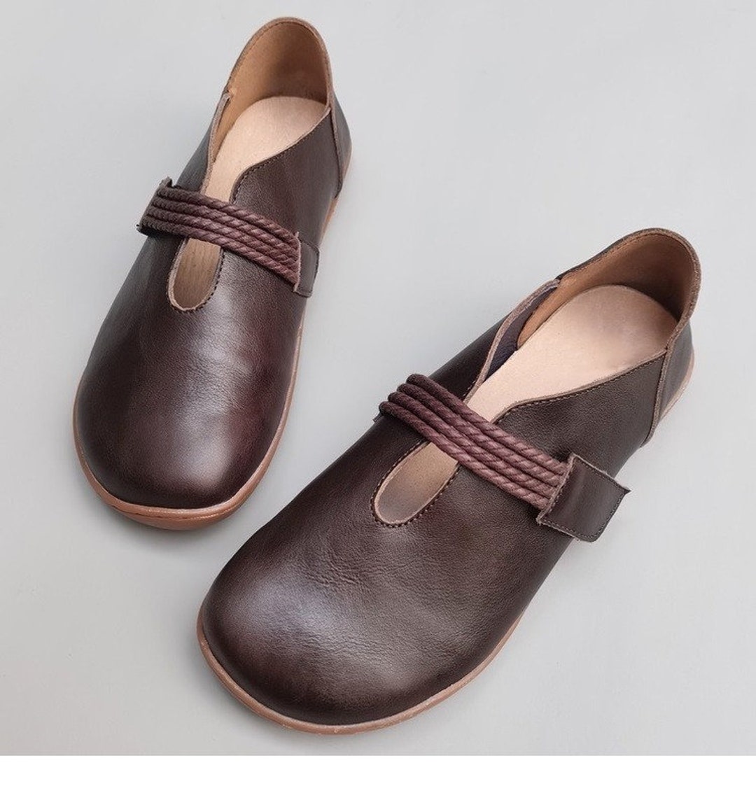 Handmade Soft Shoes for Women,oxford Shoes, Flat Shoes With Velcro End ...