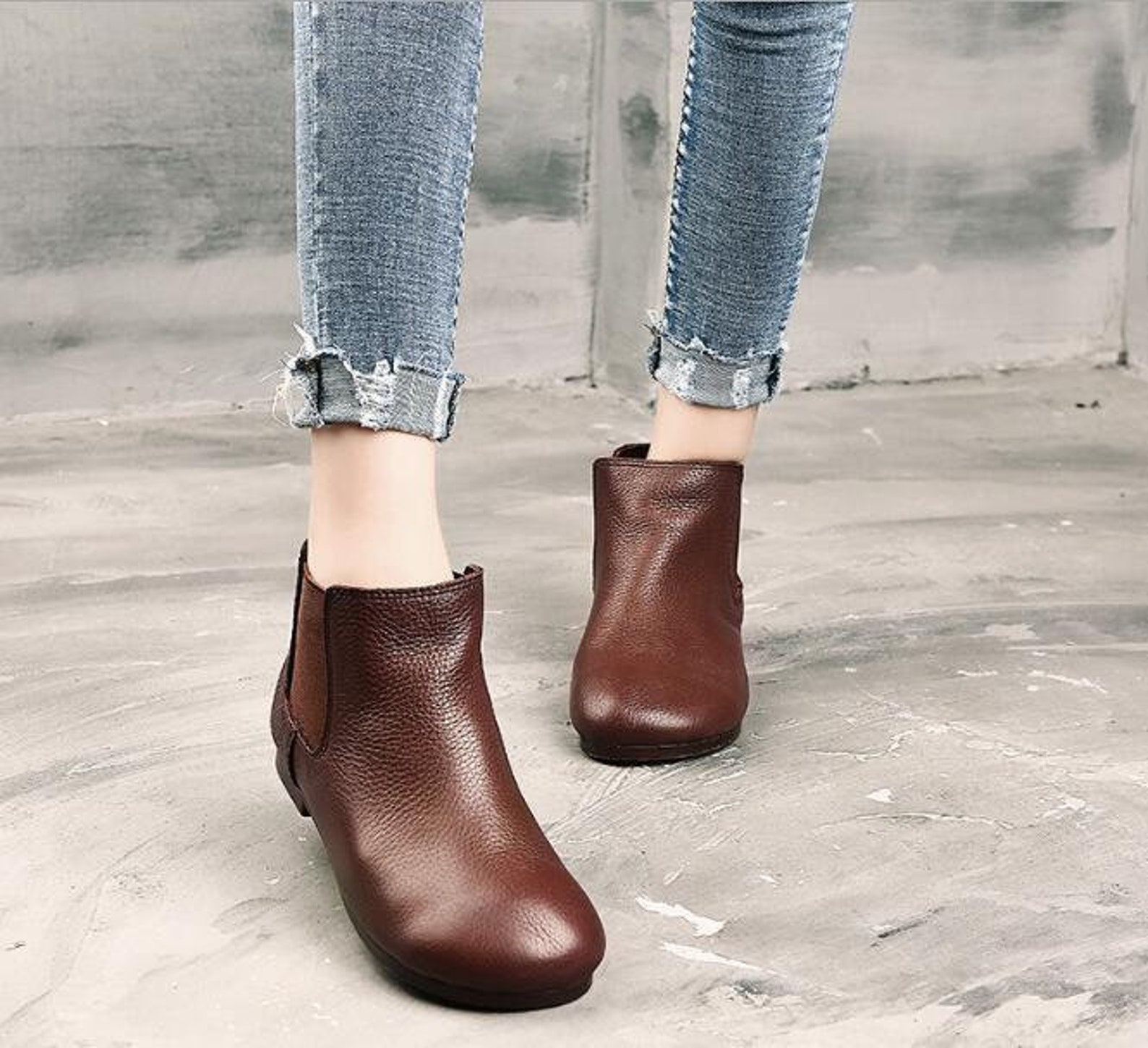 Women Soft Oxford Shoes Leather Booties Short Bootssoft - Etsy