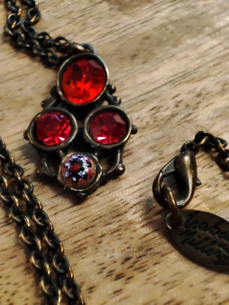 Isabelle De Millery Lyon FRANCE Bright Choker Vintage French Bronze Garnet Rhinestones and ...