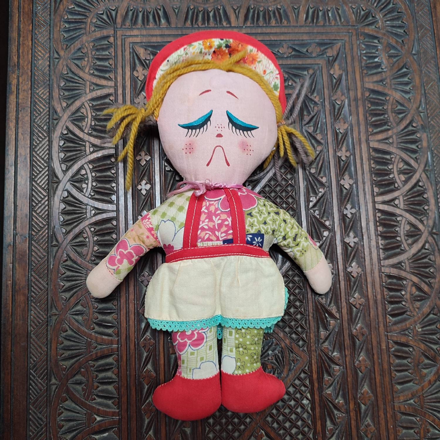 Vintage Double-sided Fabric Rag Doll, Sad Face and Happy Side, Smiling ...