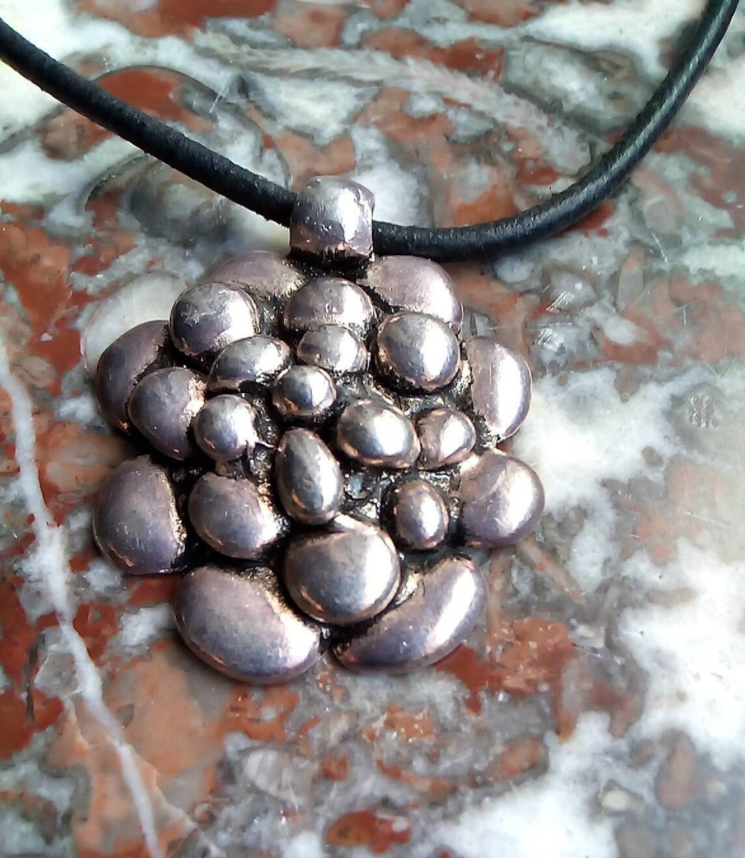 UBU Paris Vintage French Necklace, Leather and Silver Metal, Flower ...