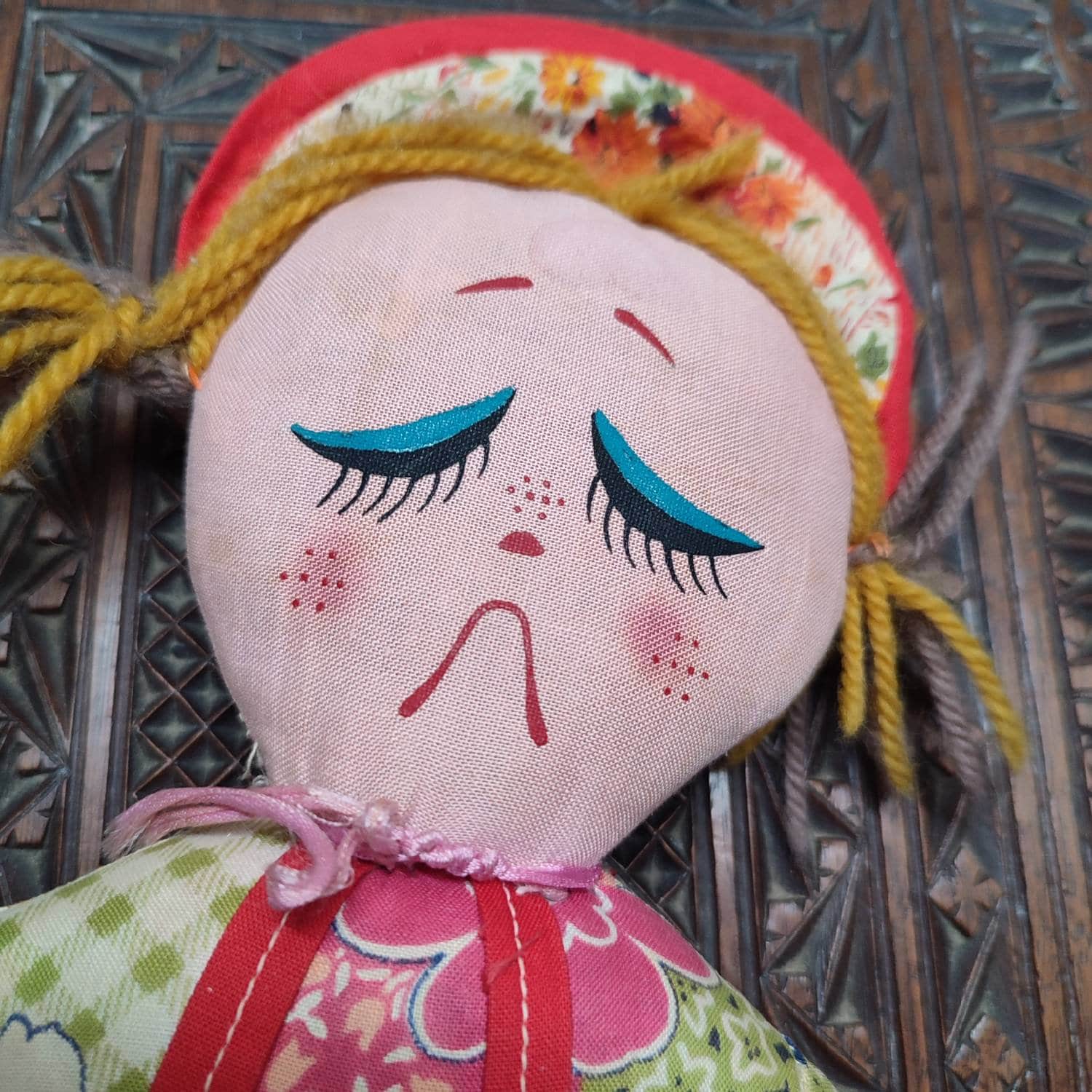 Vintage Double-sided Fabric Rag Doll, Sad Face and Happy Side, Smiling ...