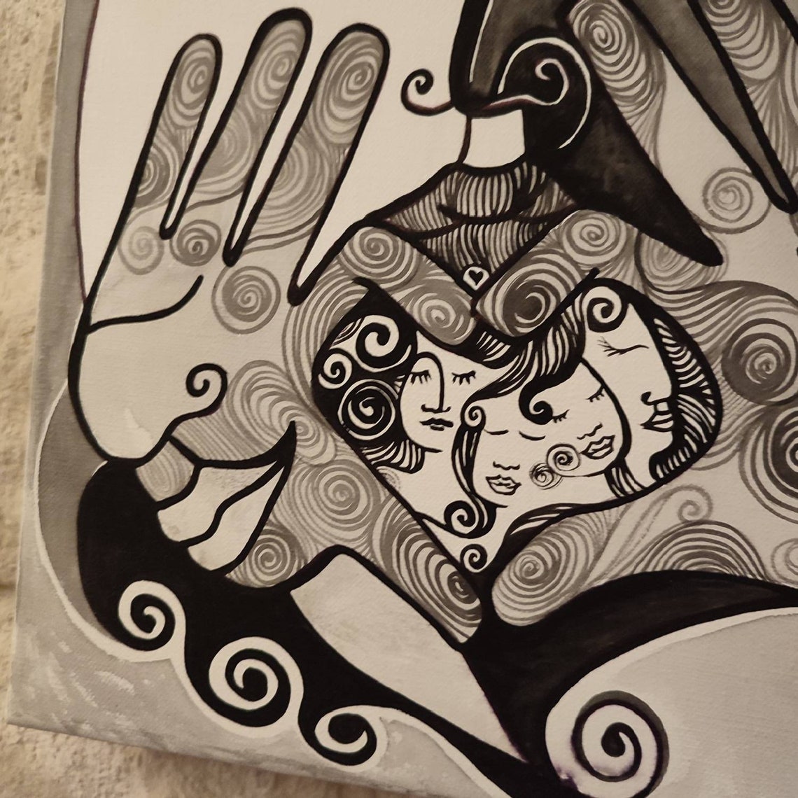Art, Together is Everything, Black & White Original LYK Acrylic Wash ...