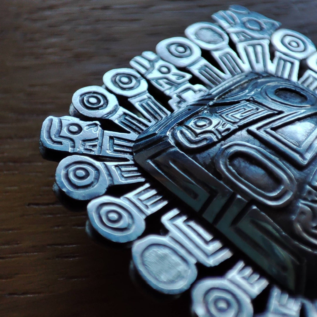Solar Amulet Inca God Inti Raymi Peru Silver Carved Sun Face Craft ...