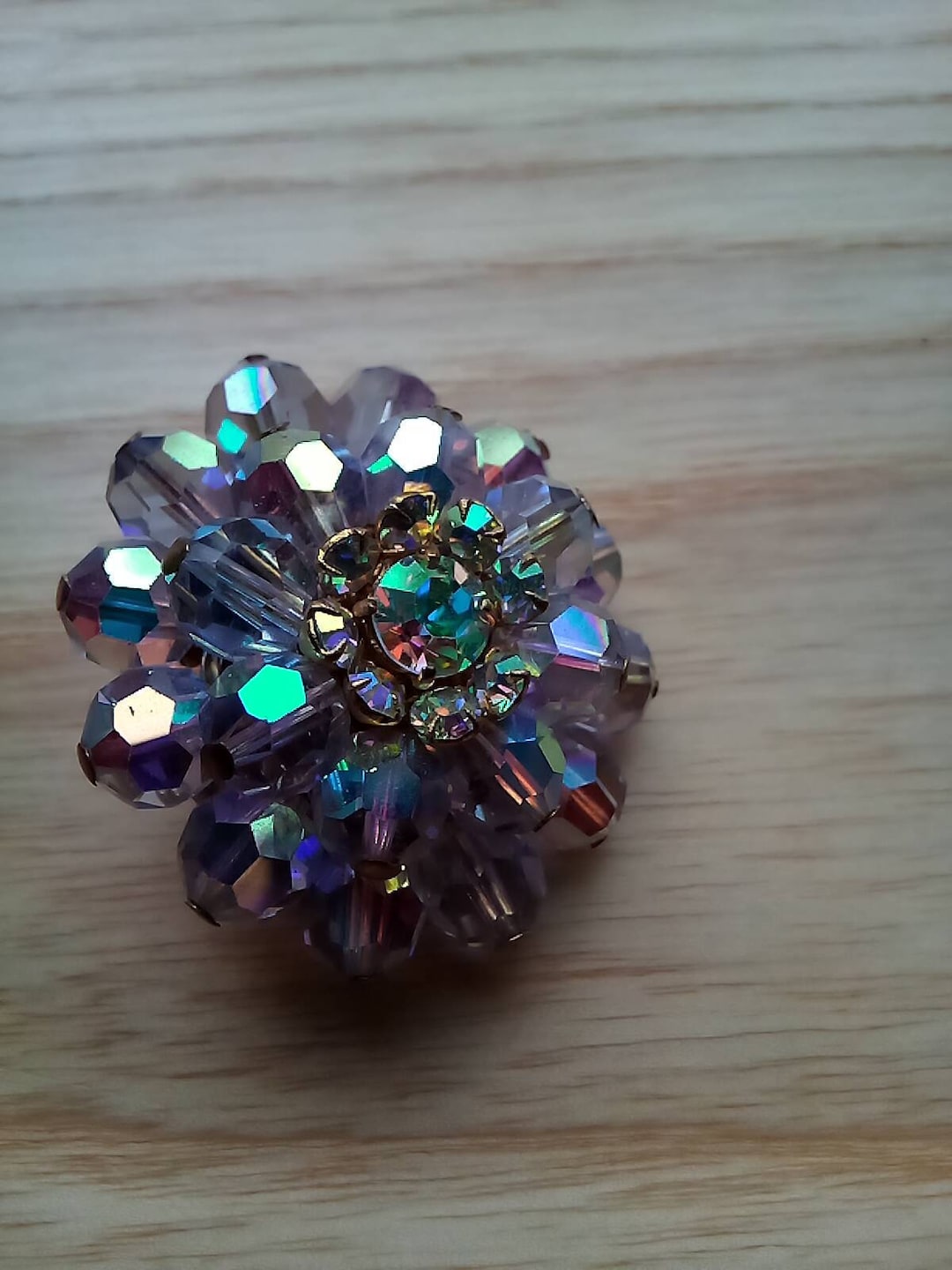 Vintage France Pin-up Fashion Brooch 1950-1960 Crystal Beads Iridescent ...