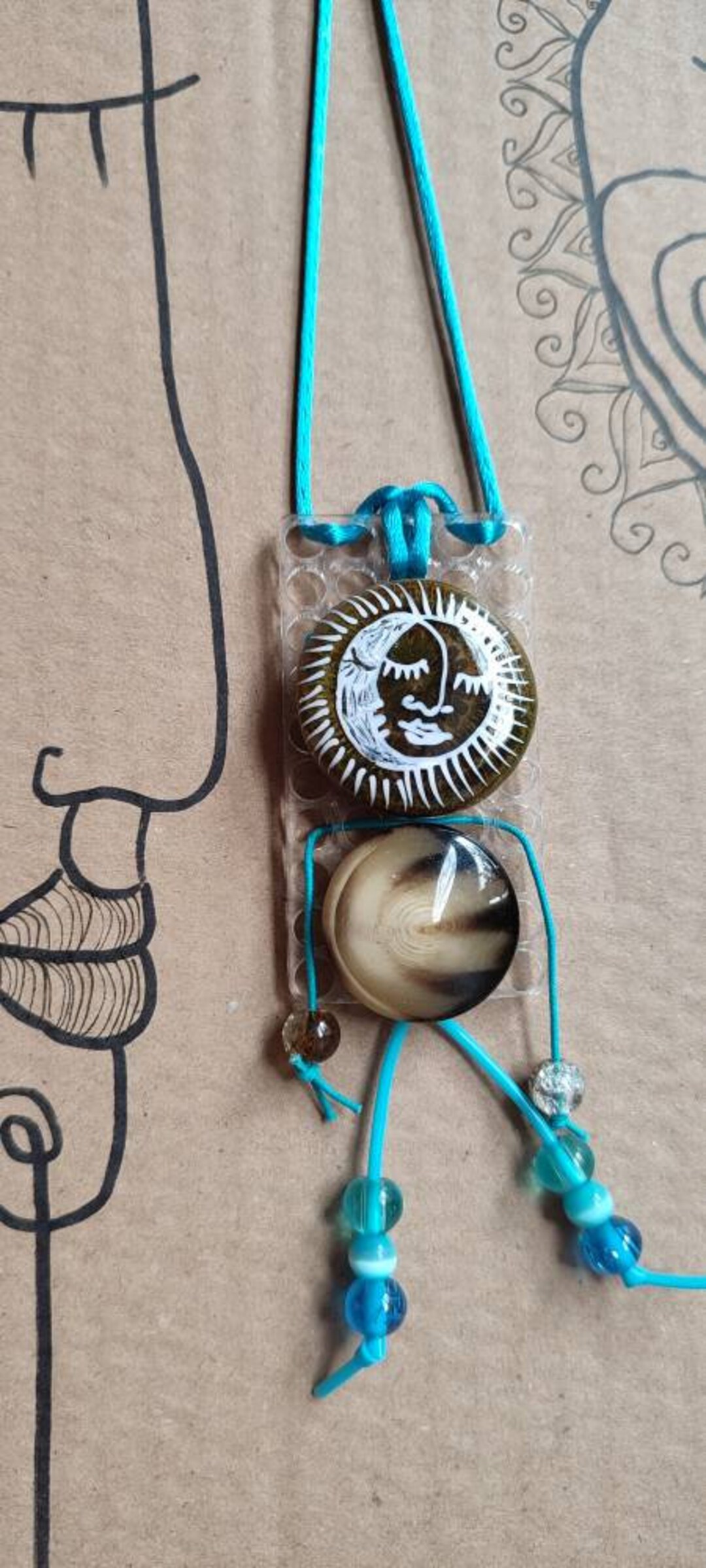 ART to Wear Grigri Melle Lucky Charm Necklace Recycled Art Doll Khaki ...