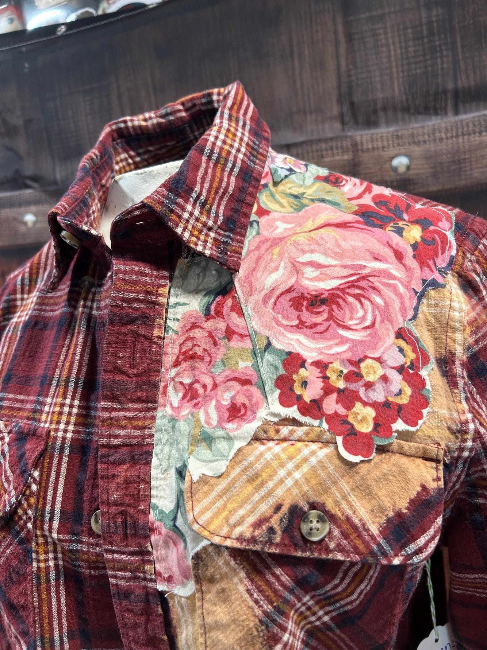 Custom Floral, Bleach Wash.country Style, Flannel Duster,concert Shirt ...