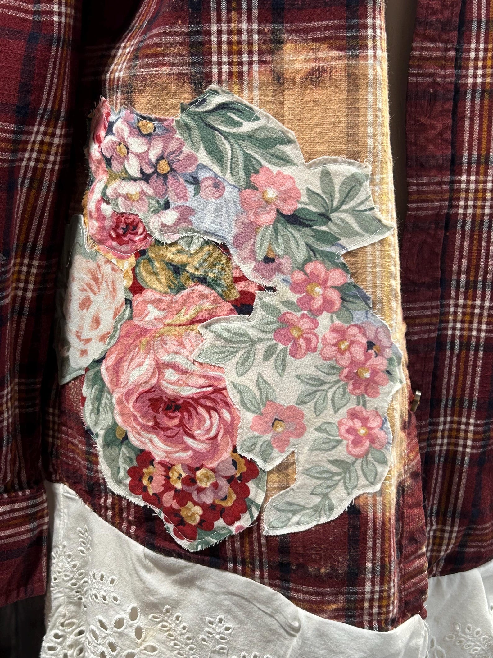 Custom Floral, Bleach Wash.country Style, Flannel Duster,concert Shirt ...