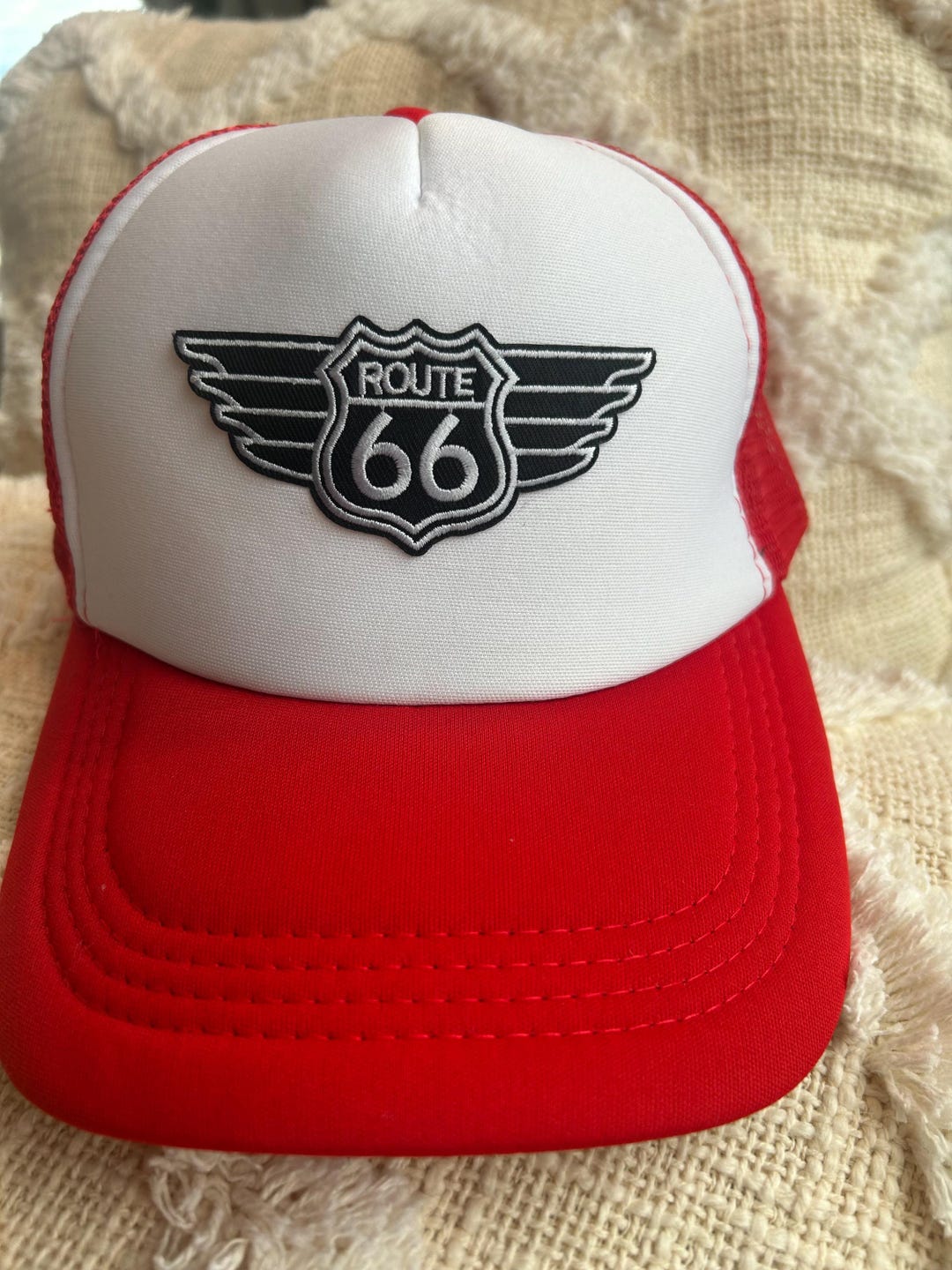 Route 66 Trucker/baseball Hat, Red Custom Made Hat - Etsy