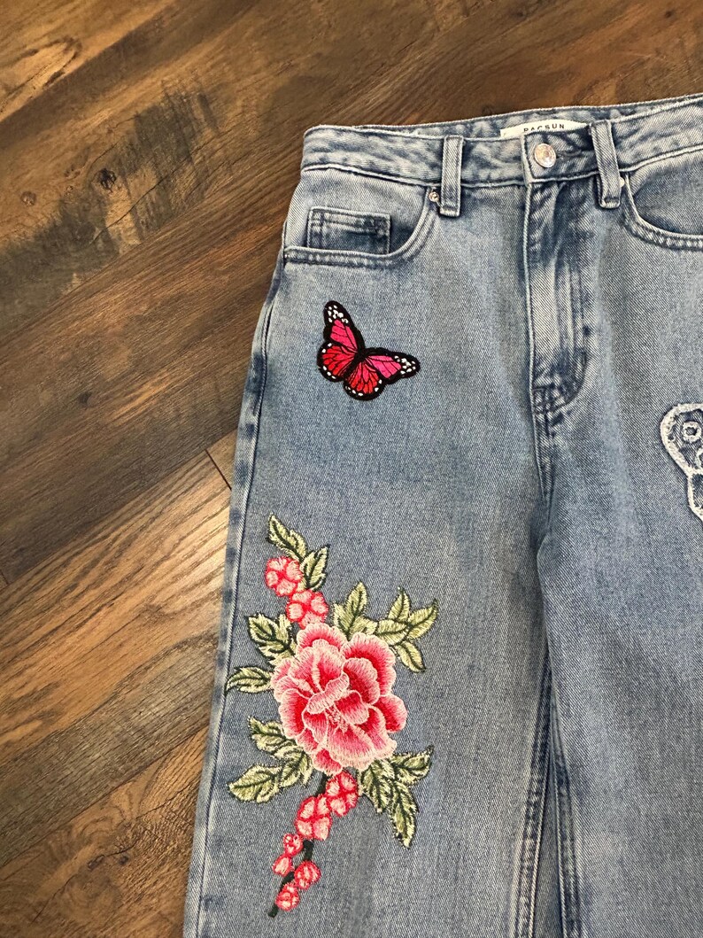 Butterfly Custom Made Jeans,embellished Jeans, Juniors Size 3 - Etsy