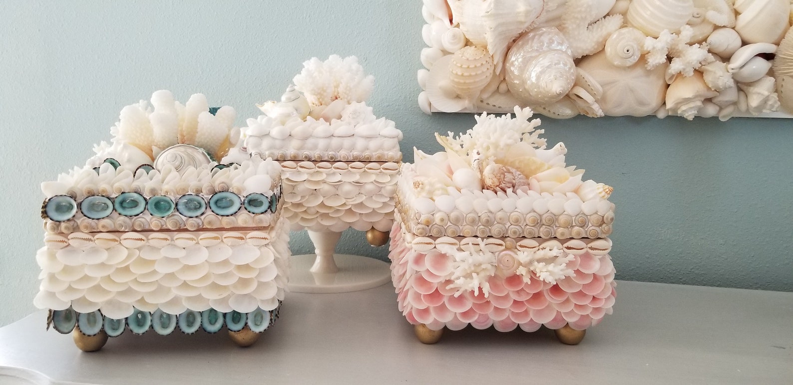 Sea Shell Box: Coastal Decor, Pill Box Gift - Etsy