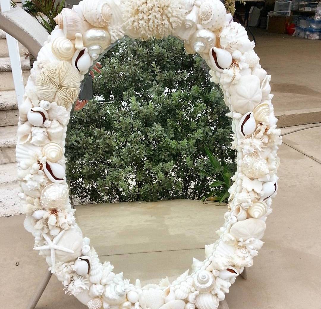 SOLD Made to Order Sea Shell Mirror Wall Elegant and White Seashells ...