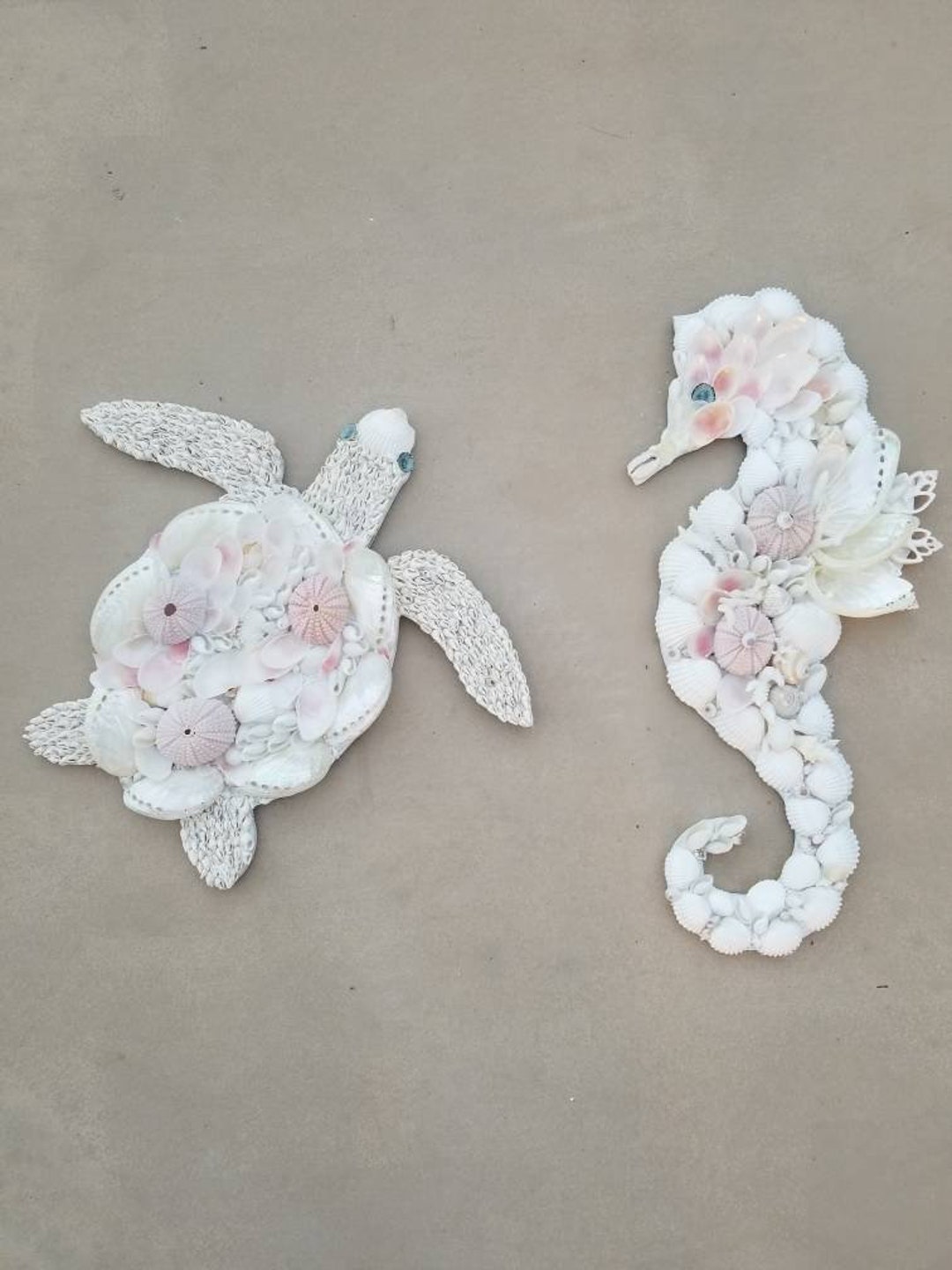 Turtle or Seahorse Seashell Wall Hanging Nautical Home Decor Sea Shell ...