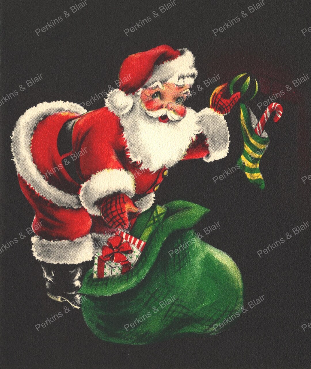 Vintage Santa Filling Stockings Christmas Image Digital Download ...