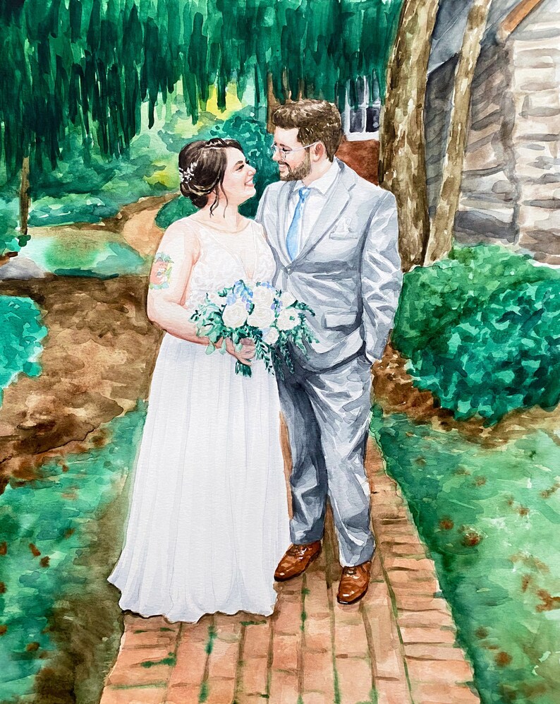Hand Painted Couple Portrait Wedding Painting Watercolor - Etsy