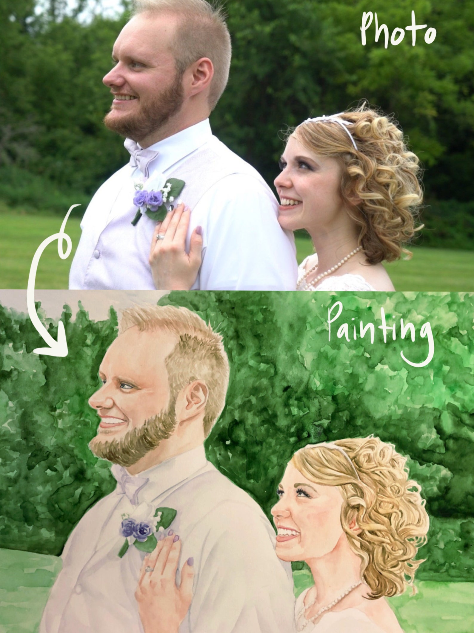 Commissioned Wedding Painting Watercolor Artwork Watercolor | Etsy