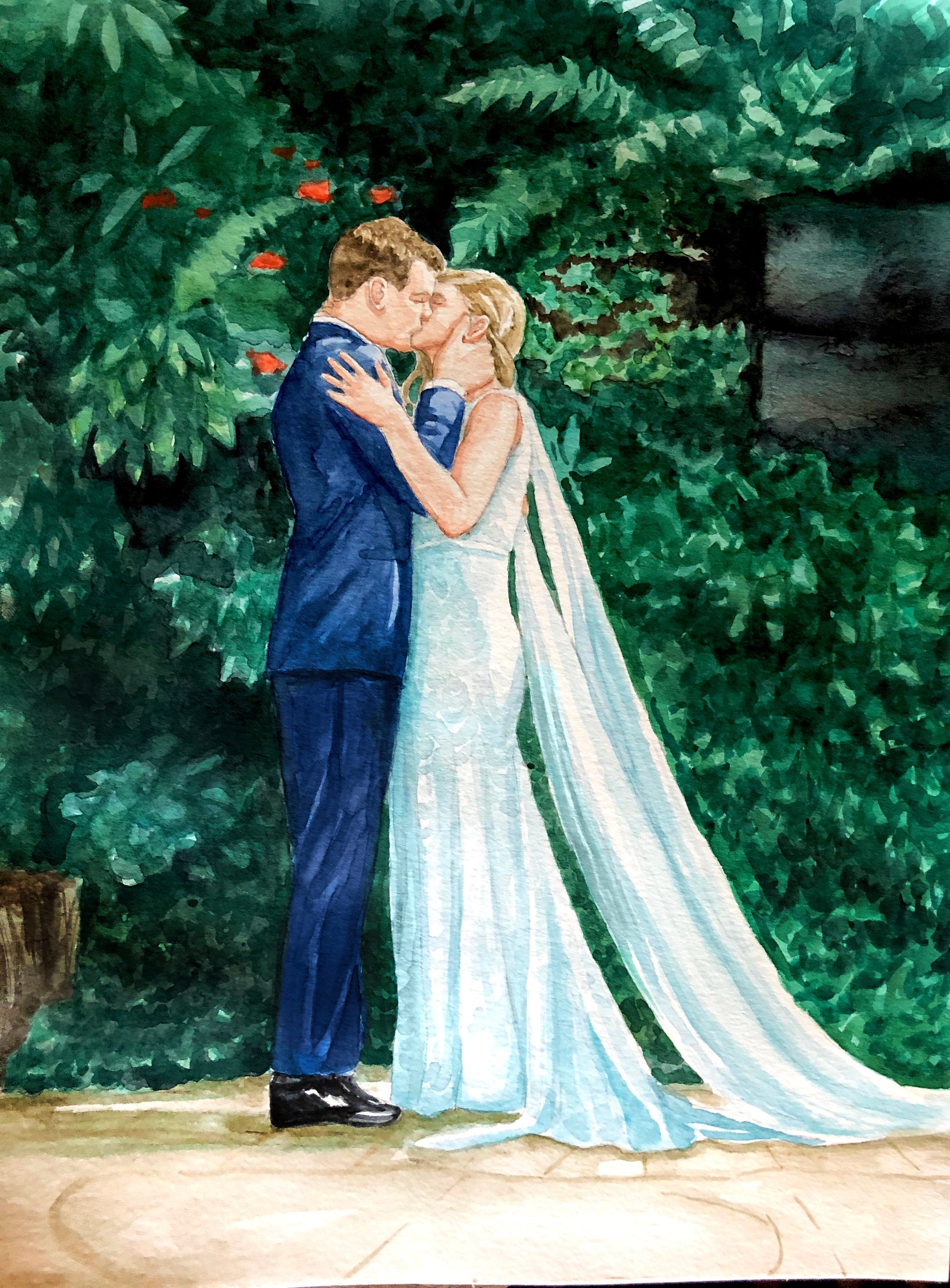 Commissioned Wedding Painting Watercolor Artwork Watercolor | Etsy