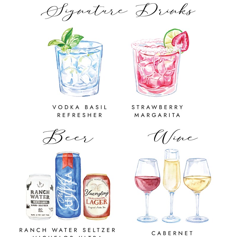 Watercolor Wedding Menu - Etsy