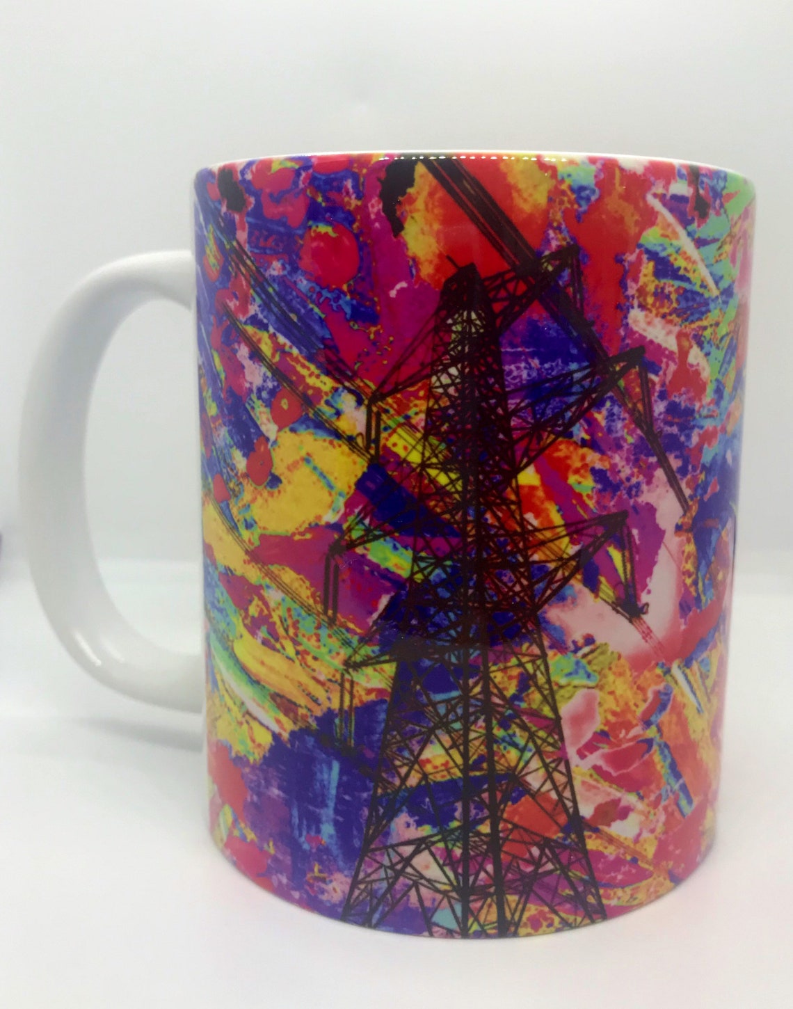 Pylon Love Mug | Tea and Coffee Cup | Gift | Rainbow Colour | Scottish ...