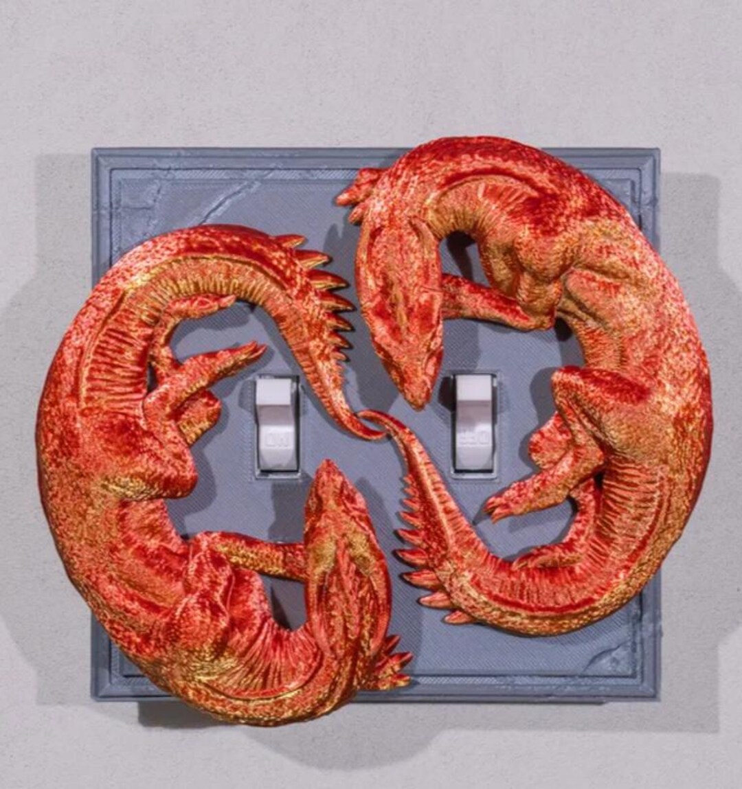 Mythical Double Dragon Dual Light Switch Plate Customizable - Etsy