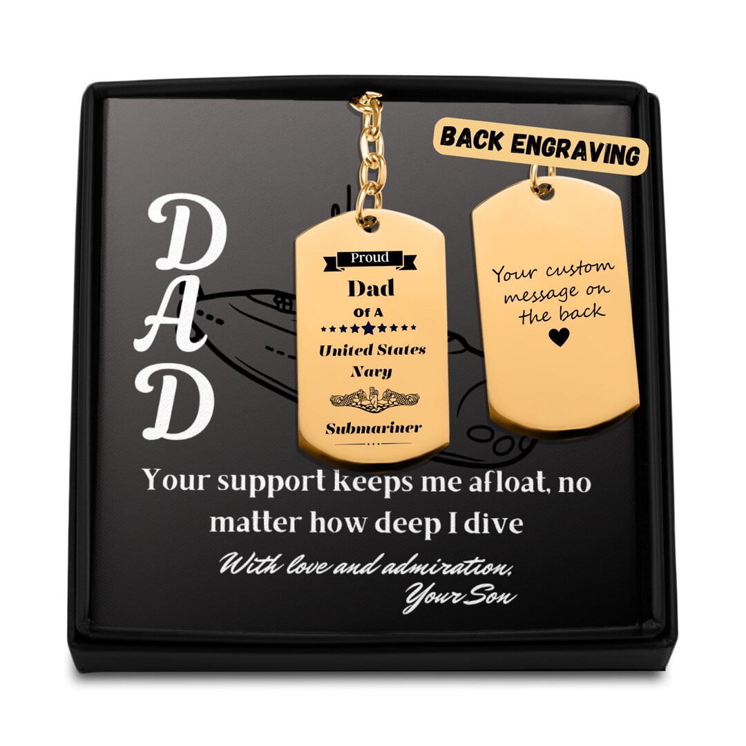 Proud Dad of Navy Submariner Keychain, Dog Tag Key Ring, Dad Gift ...