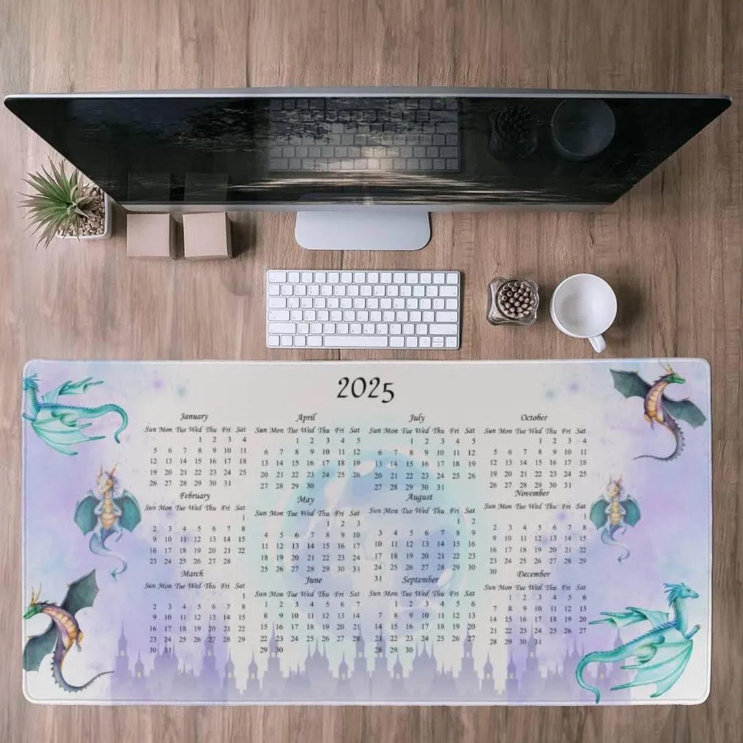 Elegant Dragon Fantasy Desk Mat Calendar, Premium Design, XL Desk Mat ...