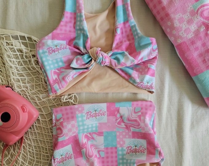 Girls Barbie Swimsuit Outfit Pink Baby Toddler Bikini One Piece ...
