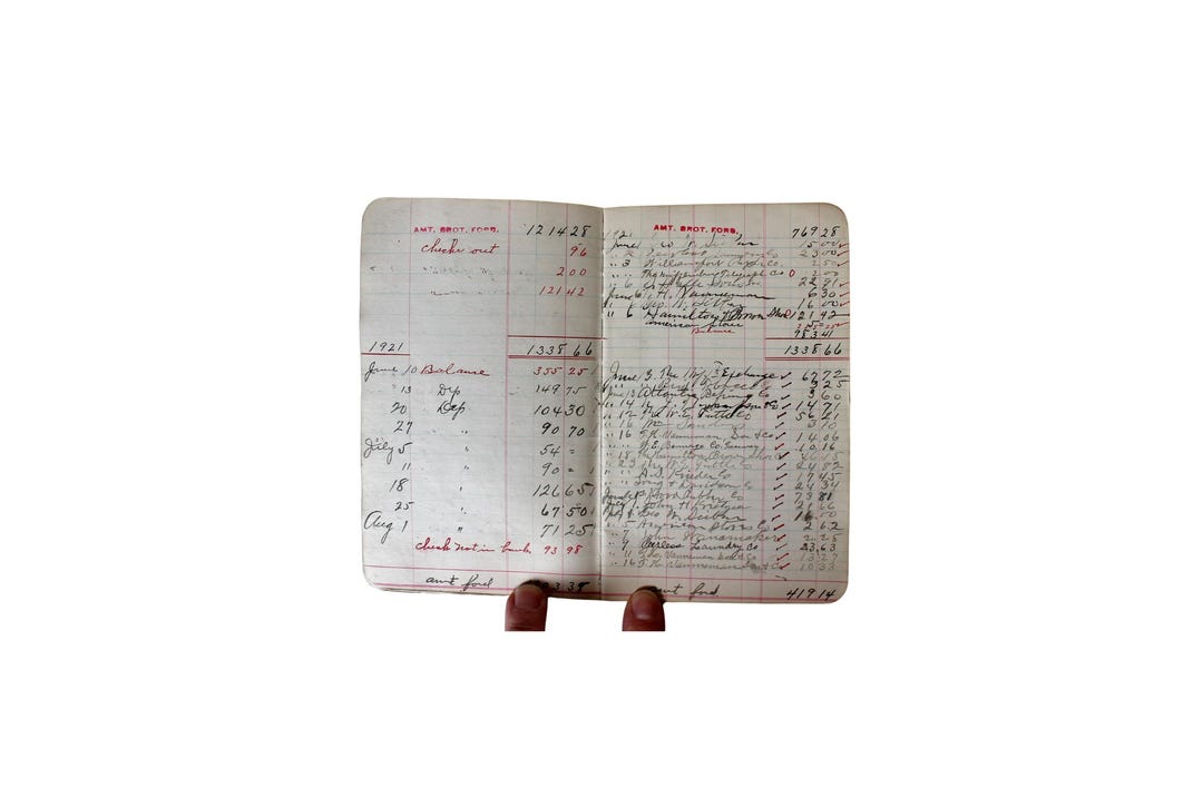ANTIQUE BANK BOOK: Handwritten Accounting Document 1920 Historical ...