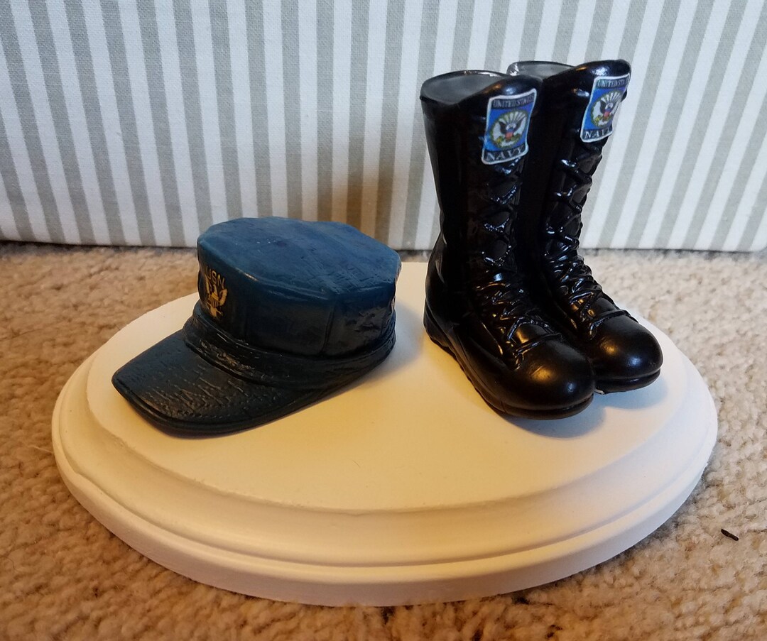 Military Navy Wedding Cake Topper With Hat and Boots - Perfect for a ...