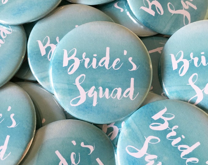 Bride's Squad- Team Bride- Pin Button Set- Watercolor- Bachelorette - Etsy
