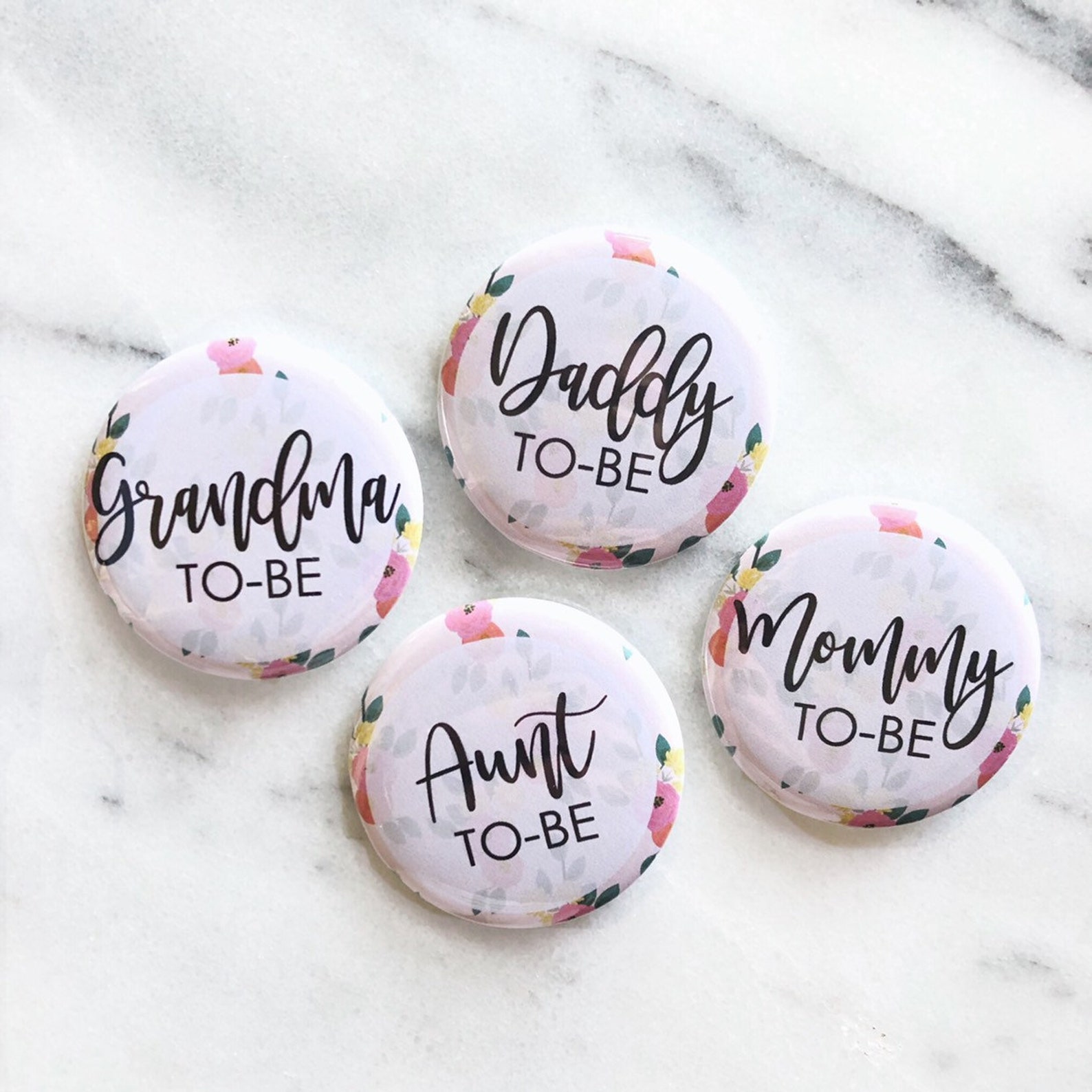 Baby Shower Pins Floral Mommy Aunt Grandma to Be Buttons Baby - Etsy