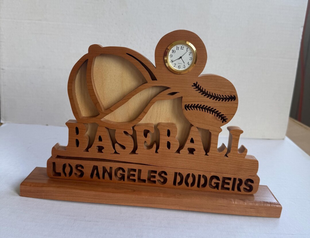 Los Angeles Dodgers Baseball Desk Clock Scroll Saw Cut - Etsy