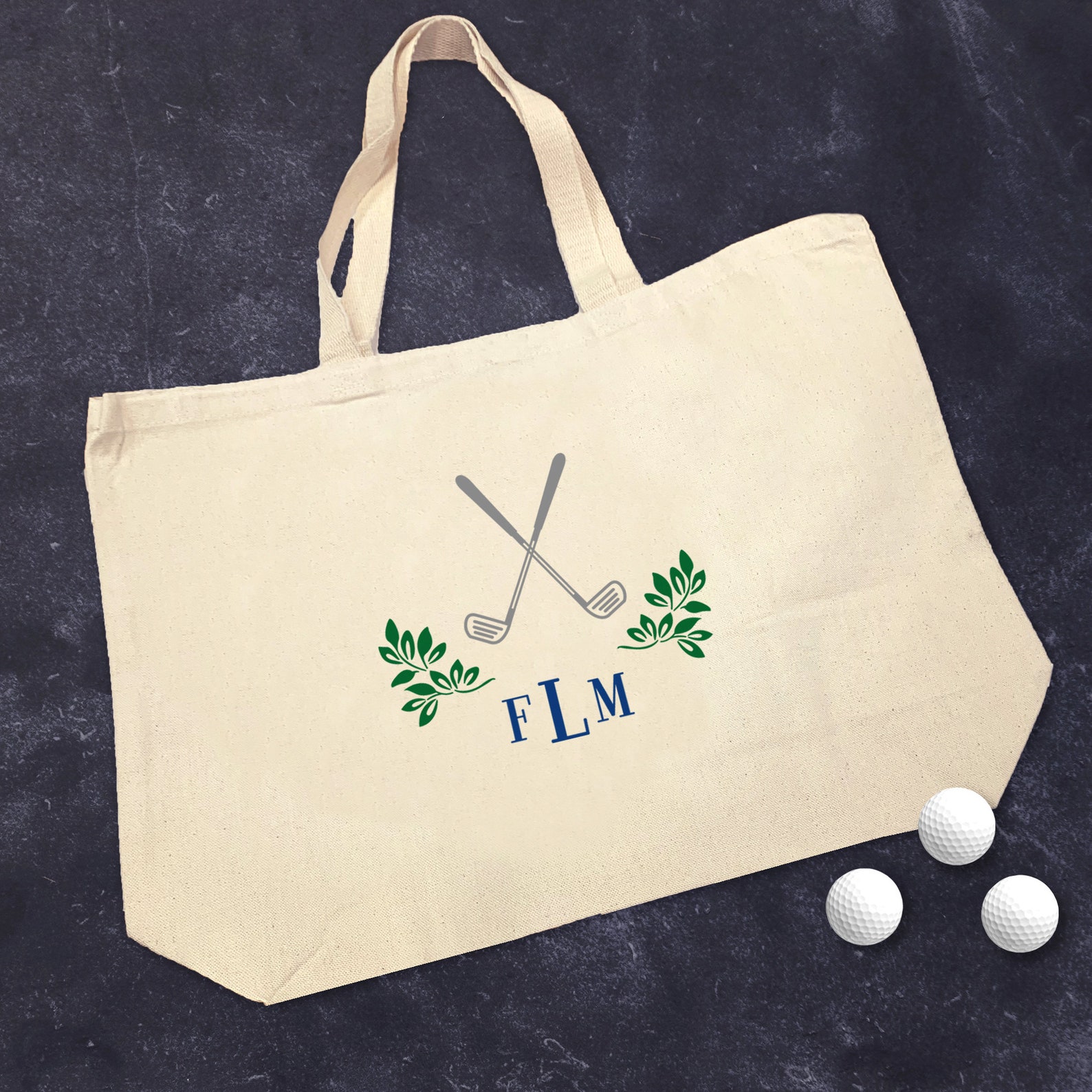 Personalized Golf Monogram Large Canvas Tote Bag the Perfect - Etsy