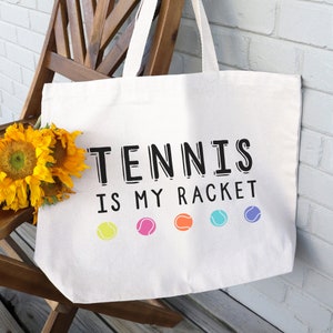 Tennis Gifts for Women, Tennis is My Racket Reusable Shopping Bag, Love ...