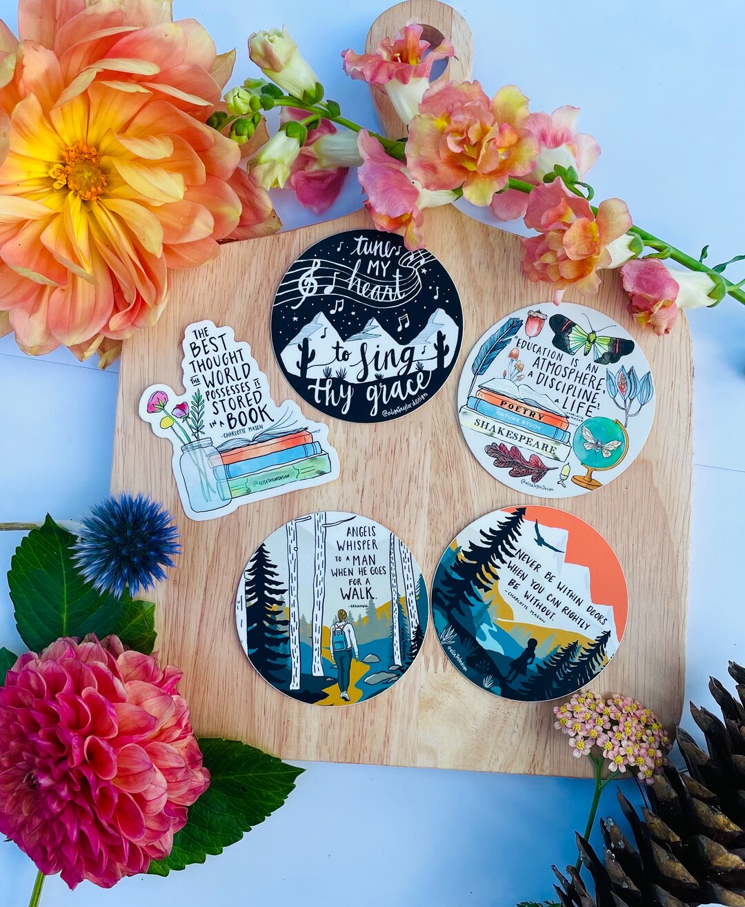 Nature Journal Stickers, Set of 5, Waterproof Vinyl Stickers, Charlotte ...