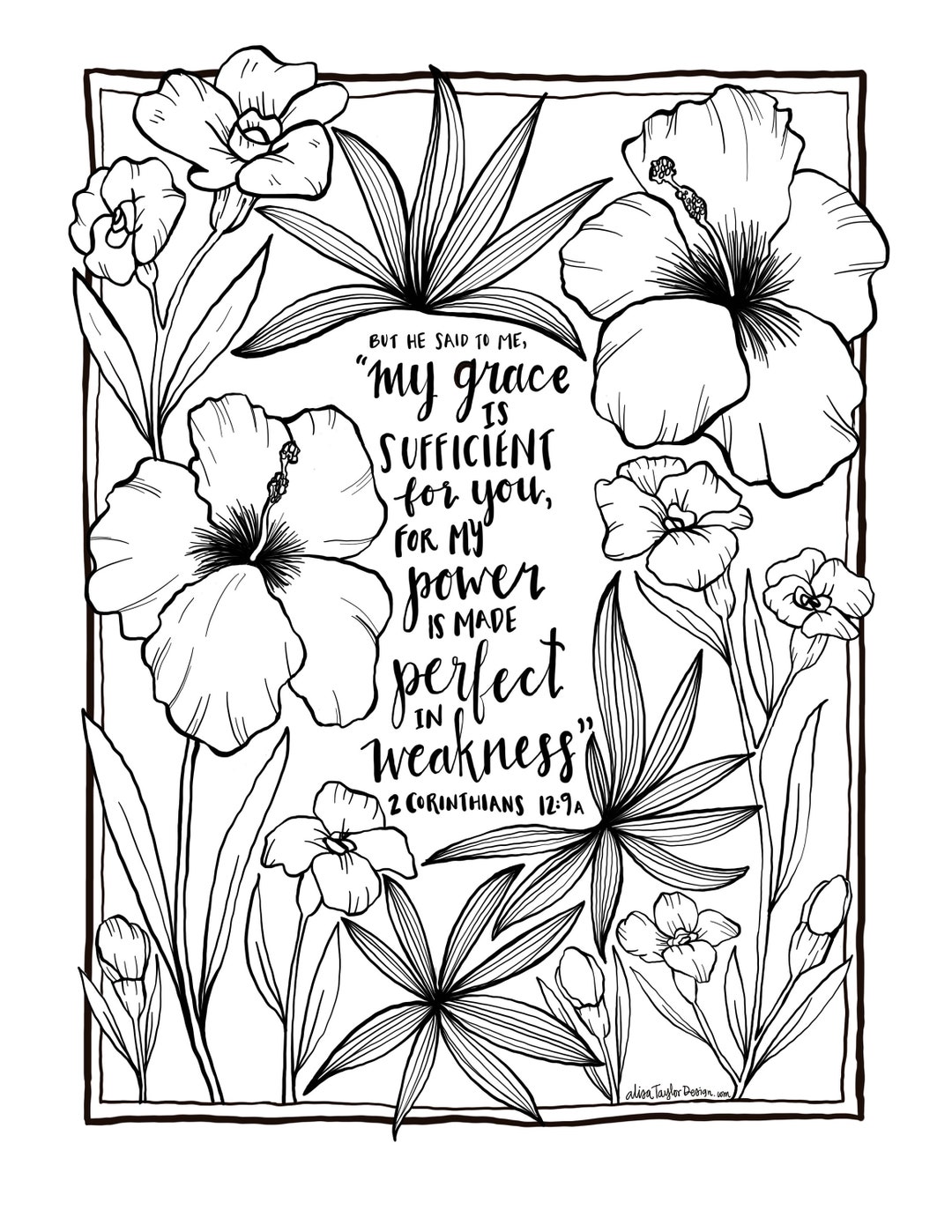 Bible Verse Coloring Page, Botanical Scripture Coloring, Printable PDF ...