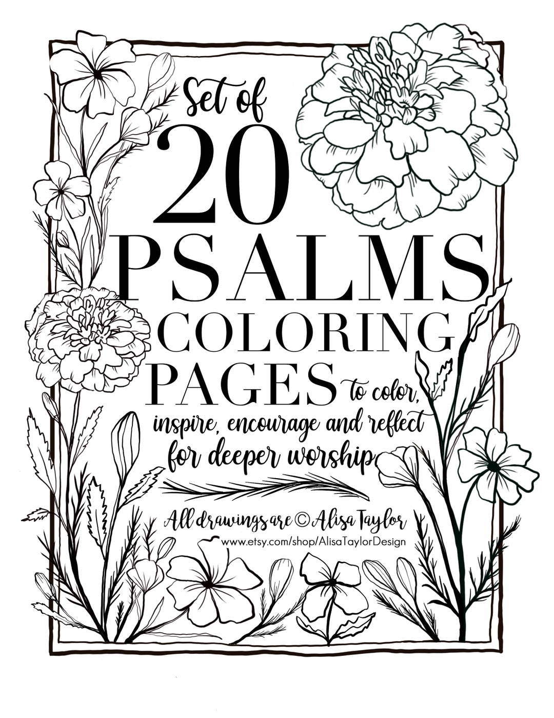 Psalms Bible Verse Coloring Pages: Set of 20 (digital Download) - Etsy