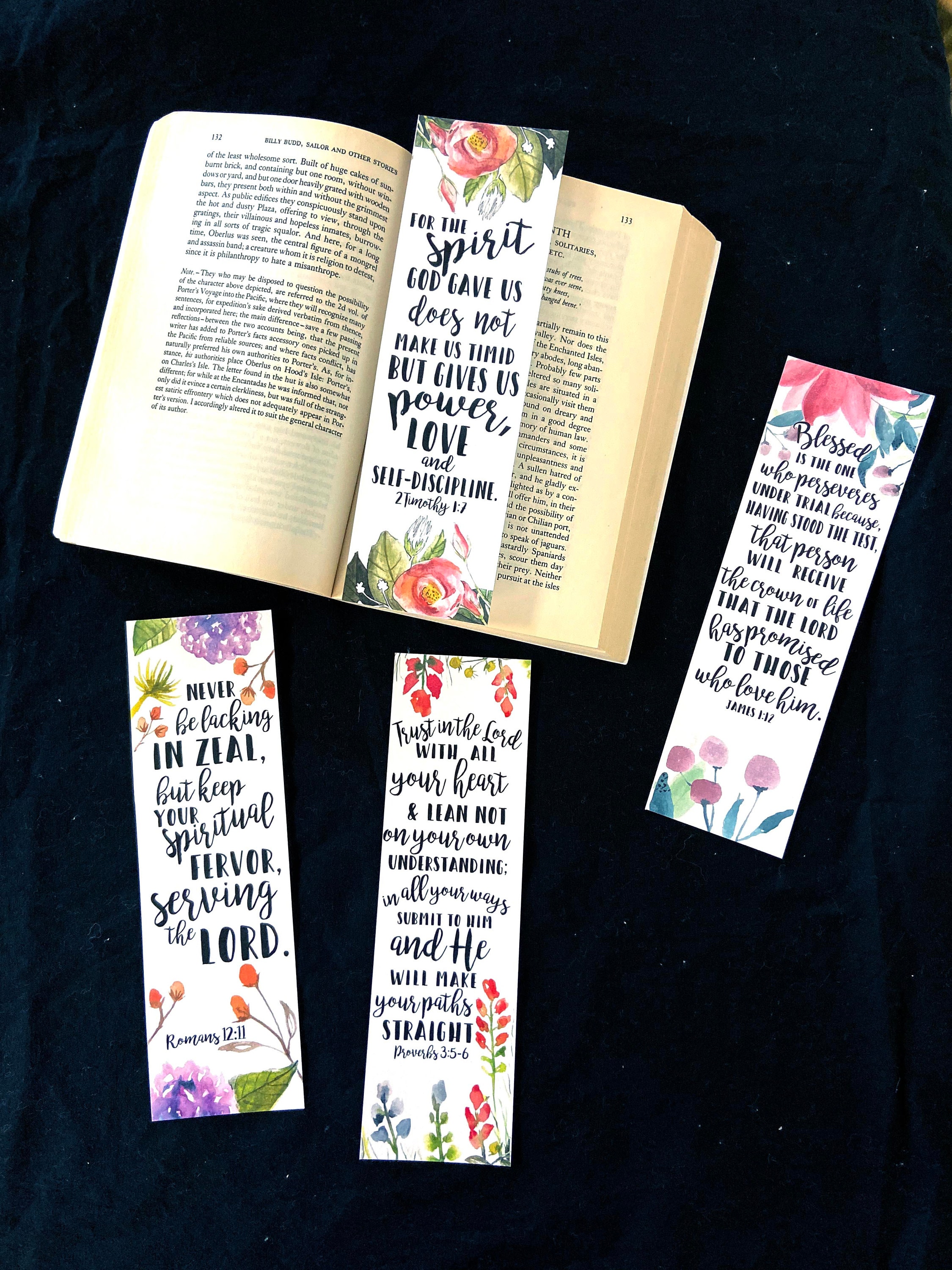 Instant Download Scripture Bookmarks Set of 6 Bible Verse | Etsy