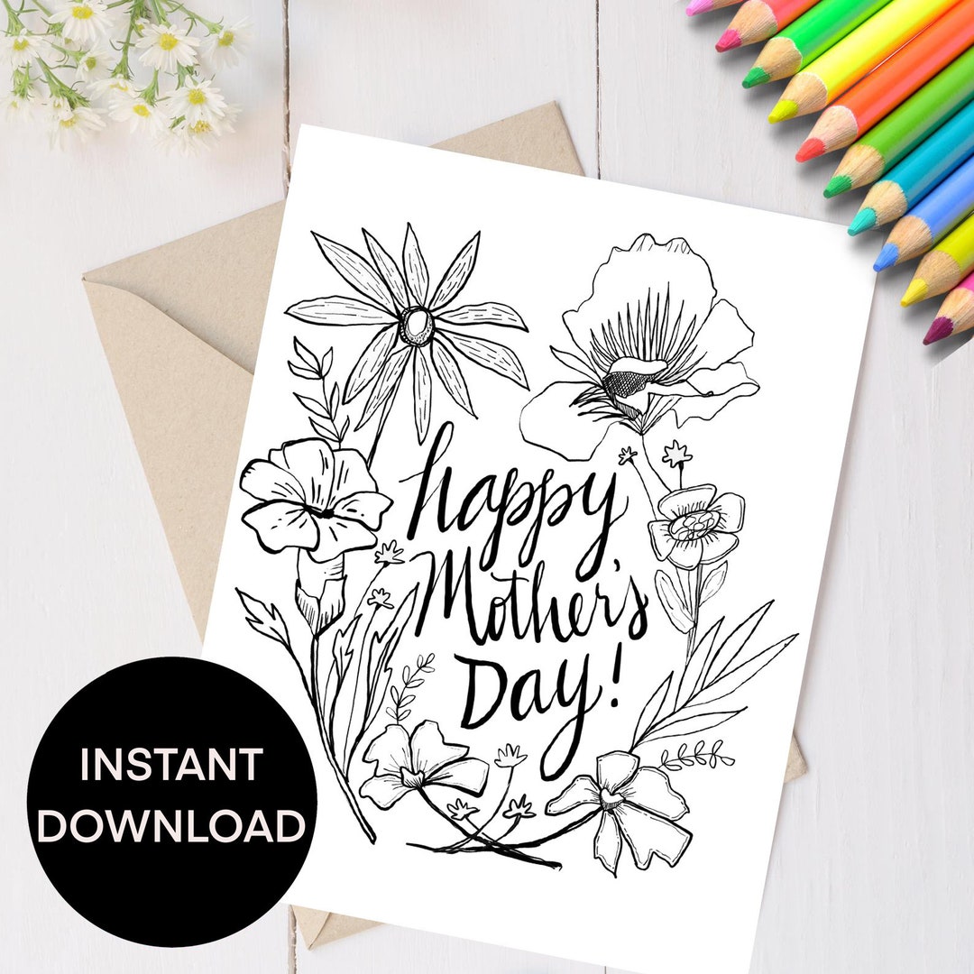 Mom Coloring Page and Greeting Card Printable | Mother's Day Printable ...
